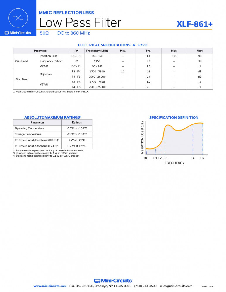 XLF-861+ technical document page 2