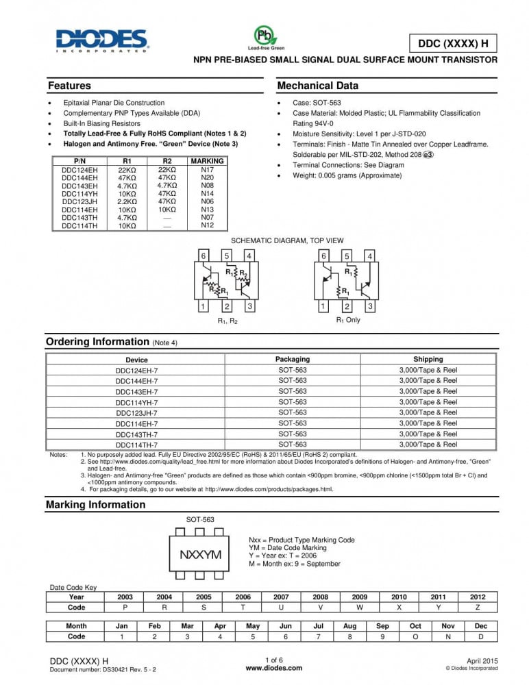 DDC143TH-7 datasheet page 1