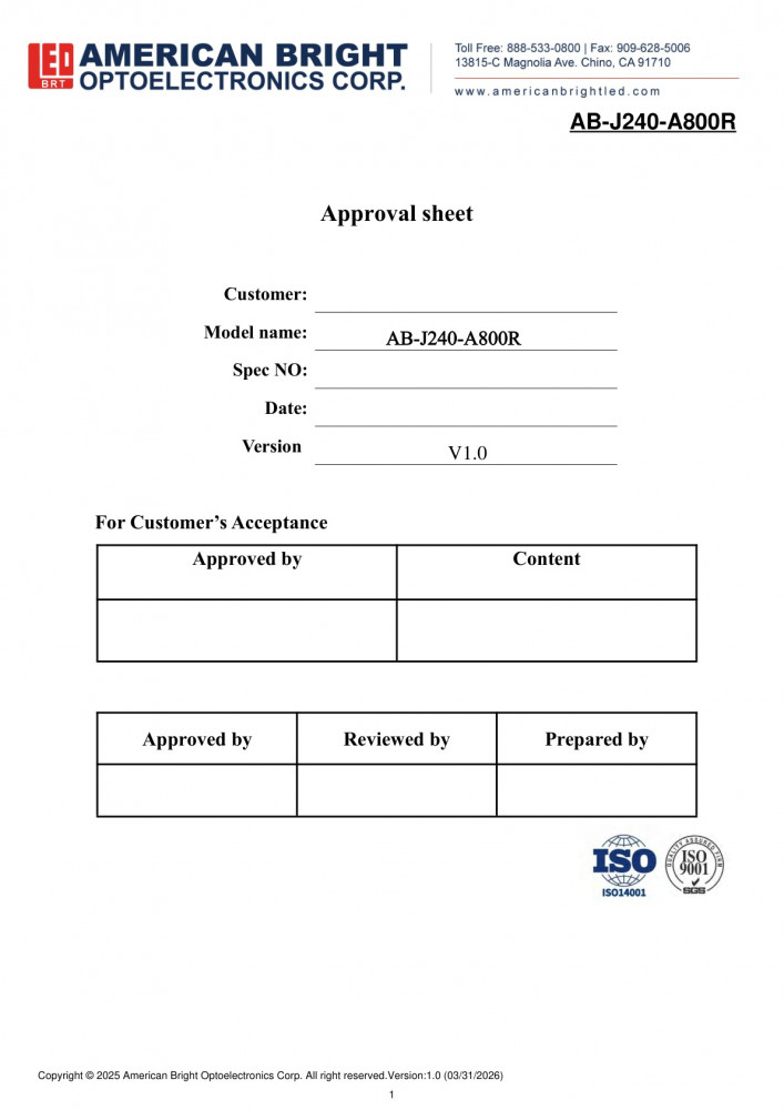AB-J240-A800R datasheet page 1