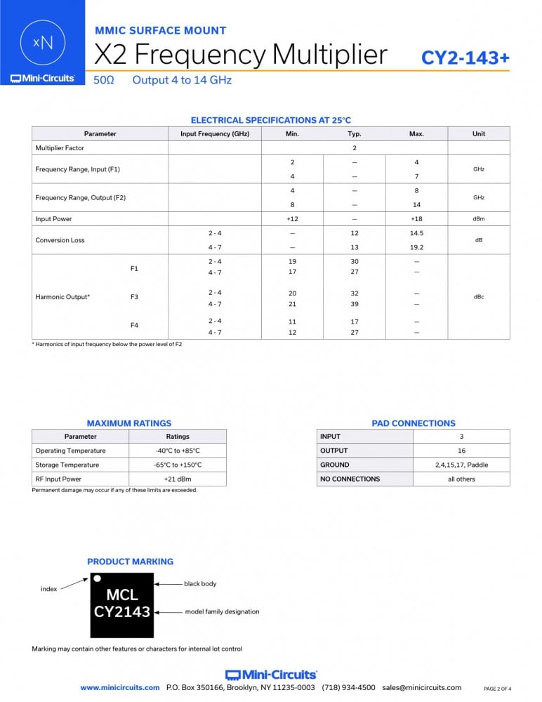 CY2-143+ datasheet page 2