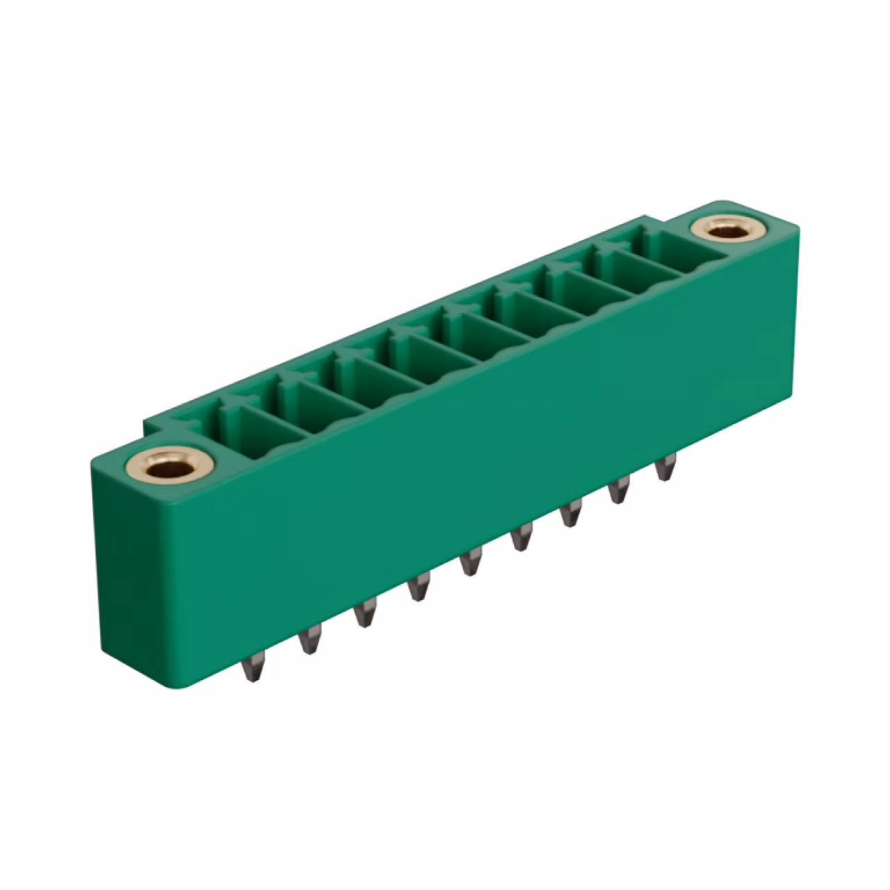 3.50mm Pitch Eurostyle Vertical PCB Header, with Threaded Retention Inserts, Green Housing, 9 Circuits for sale