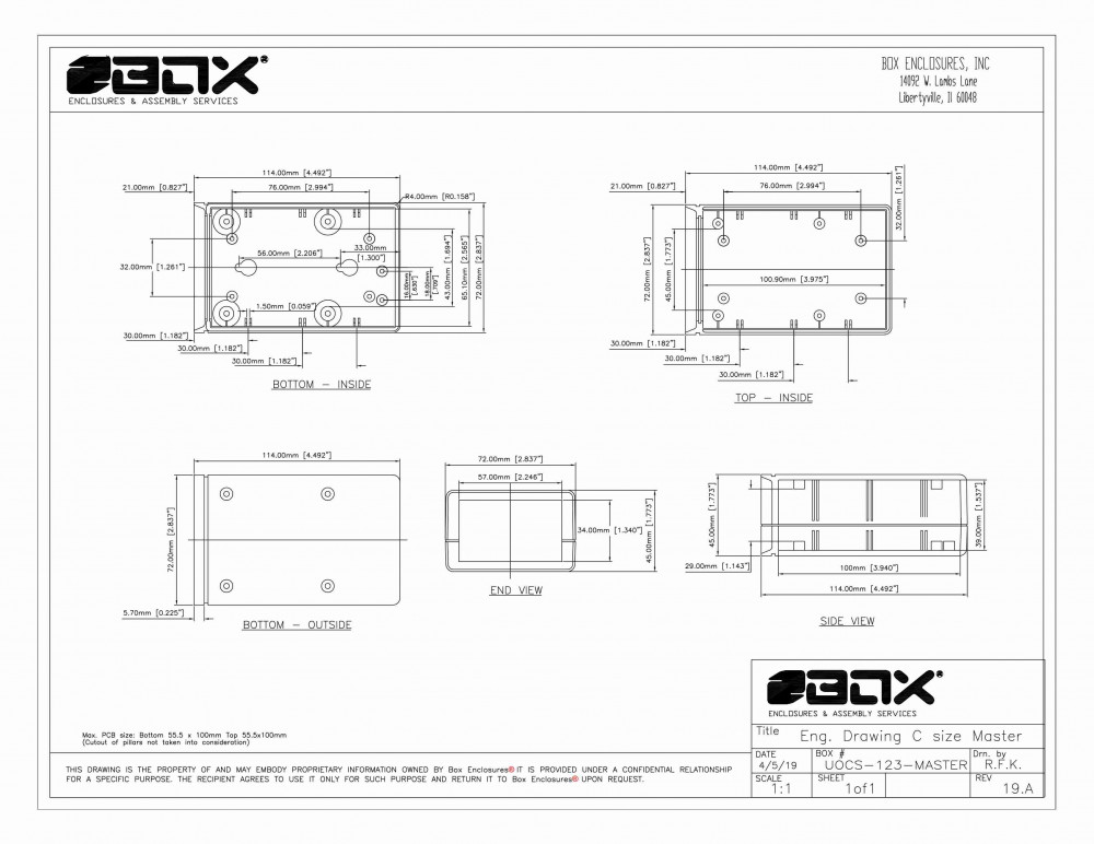UOCS-123 enclosure engineering drawing