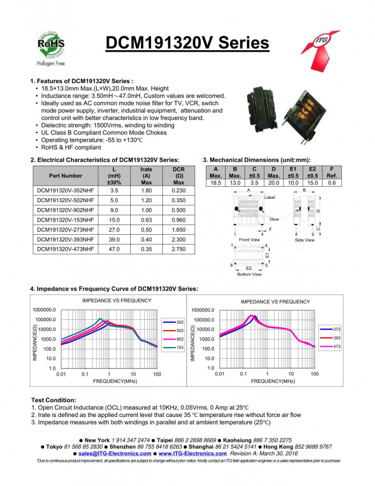 ITG Electronics DCM191320V technical document page