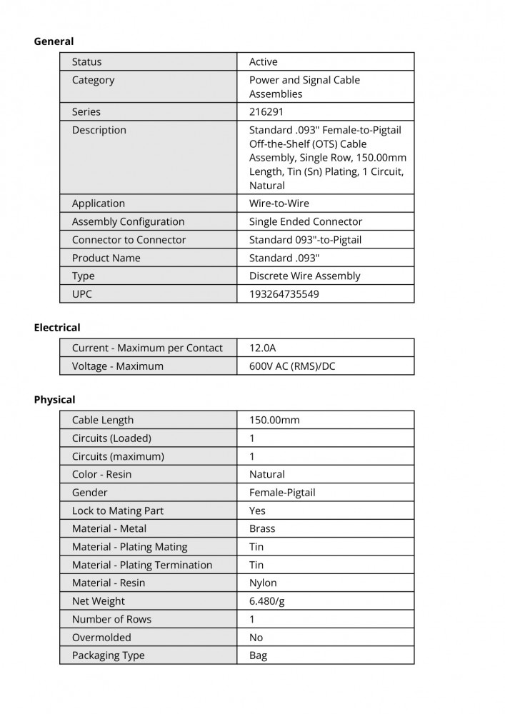 Technical document image 2 for MOLEX 2162911011