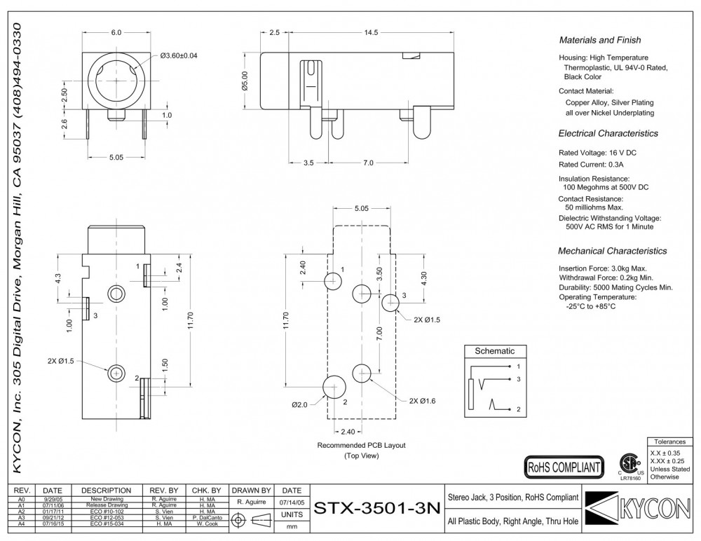 STX-3501-3N product drawing and technical documentation page