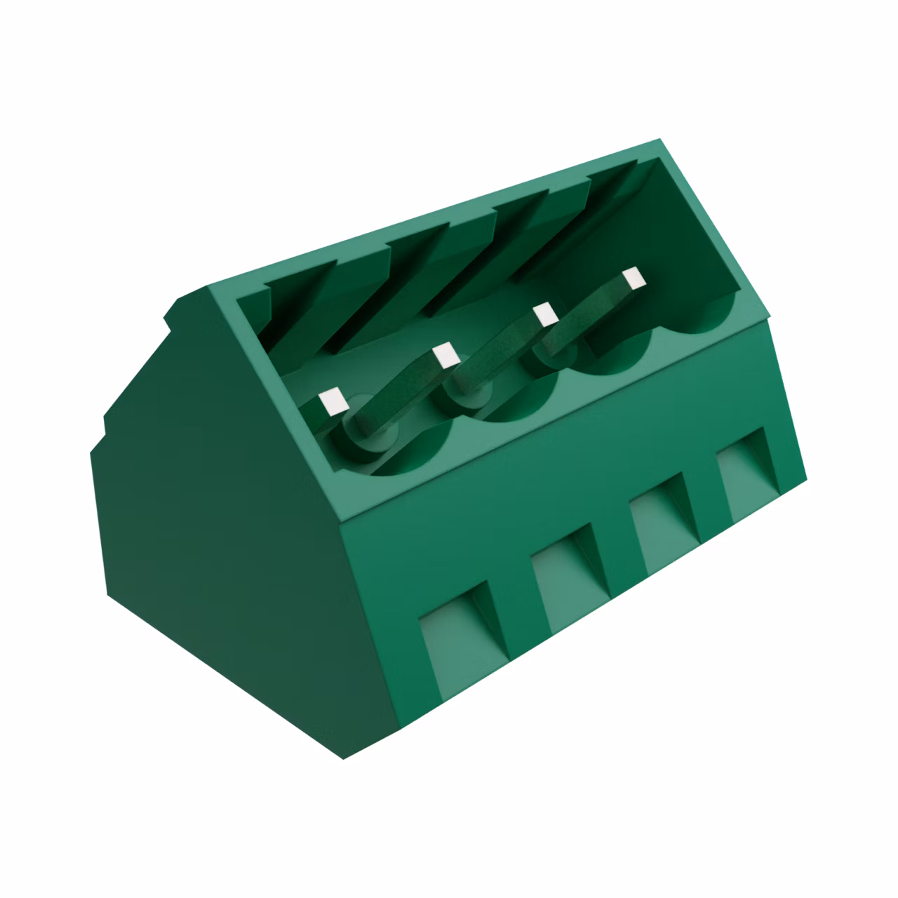 5.00mm Pitch Eurostyle 45° Angle PCB Header, Closed Ends, 4 Circuits, Green for sale