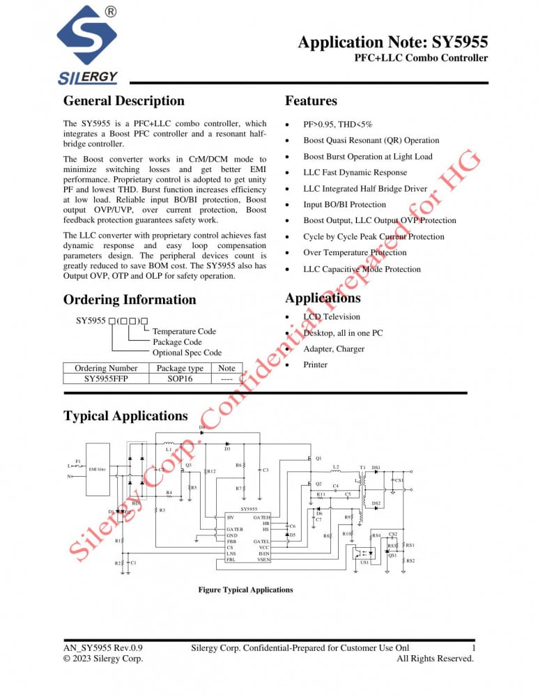 SY5955FFP datasheet page 1
