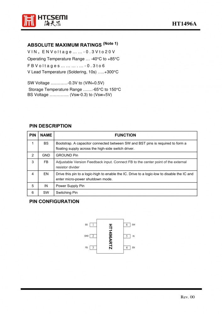 HT1496ARTZ datasheet page 2