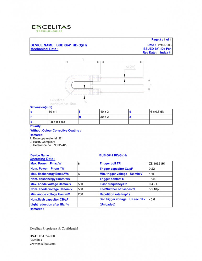 BUB 0641RD(G)(H) technical document preview