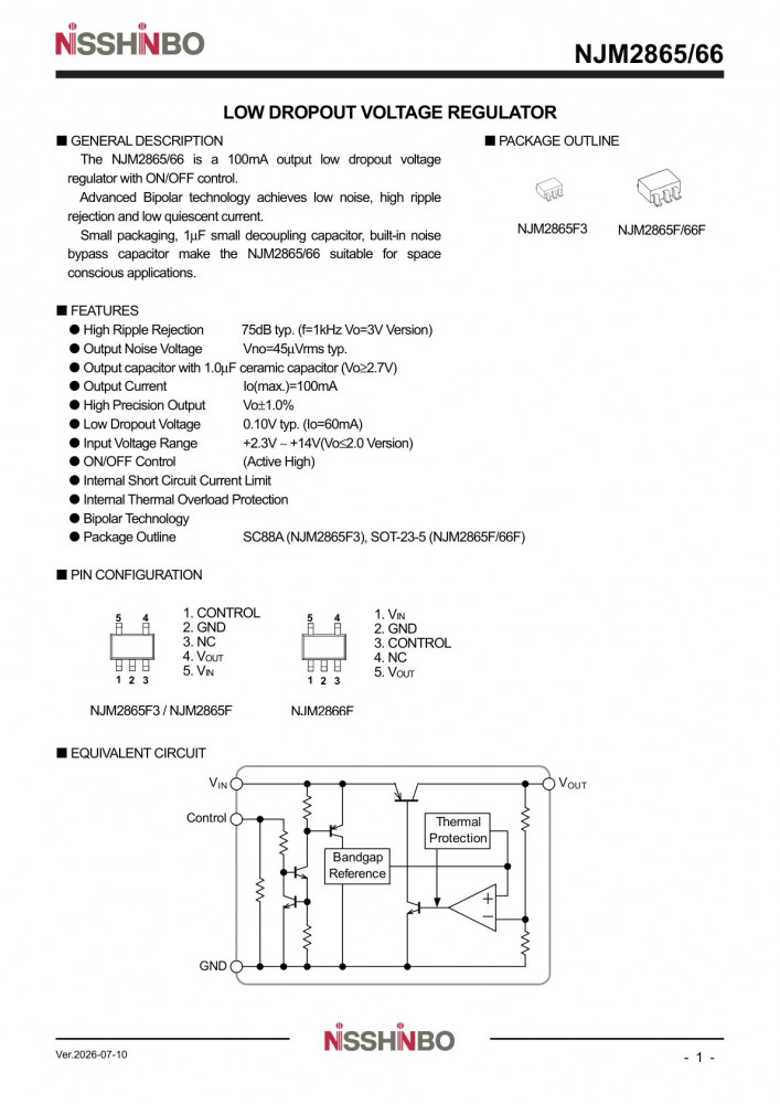 NJM2866 datasheet page 1