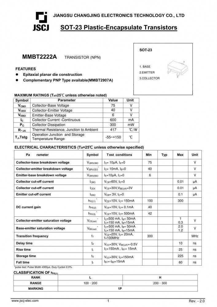 MMBT2222A datasheet page 1