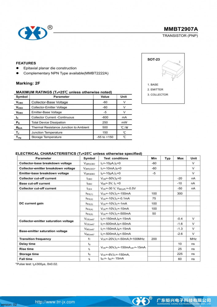 MMBT2907A datasheet page 1
