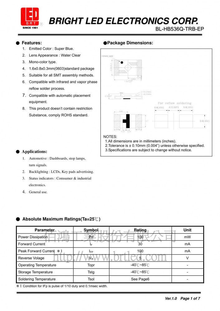 BL-HB536Q-TRB-EP datasheet page 1