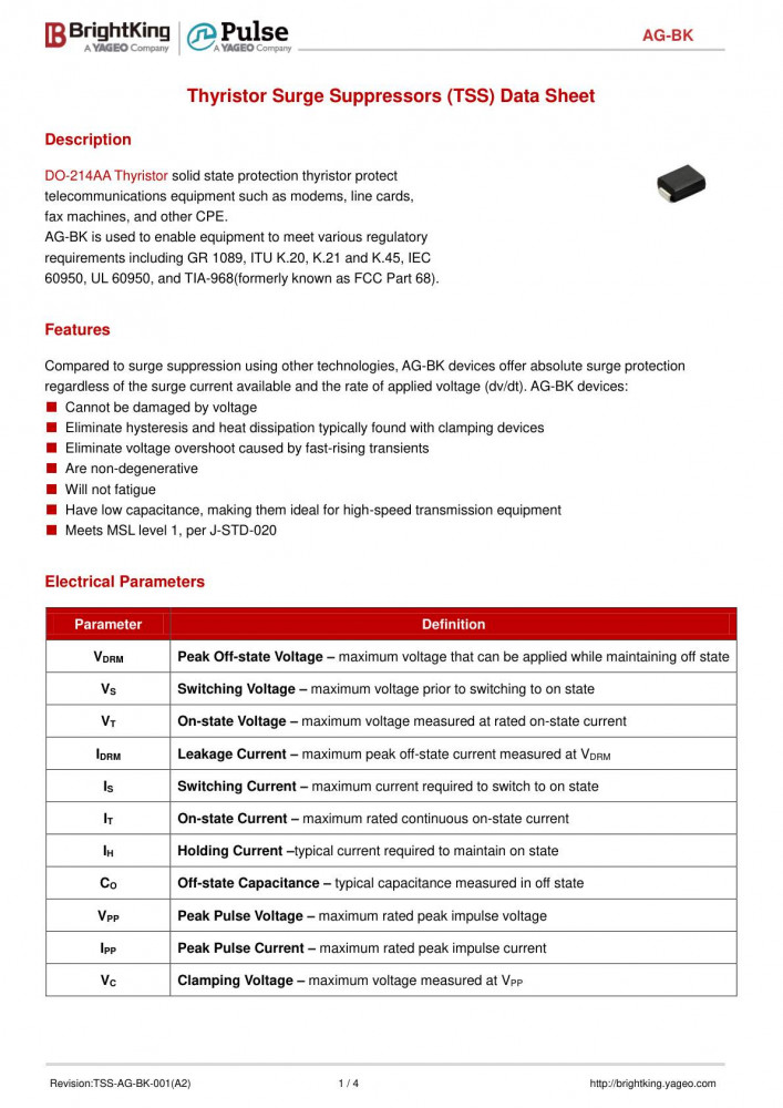 AG-BK datasheet page 1