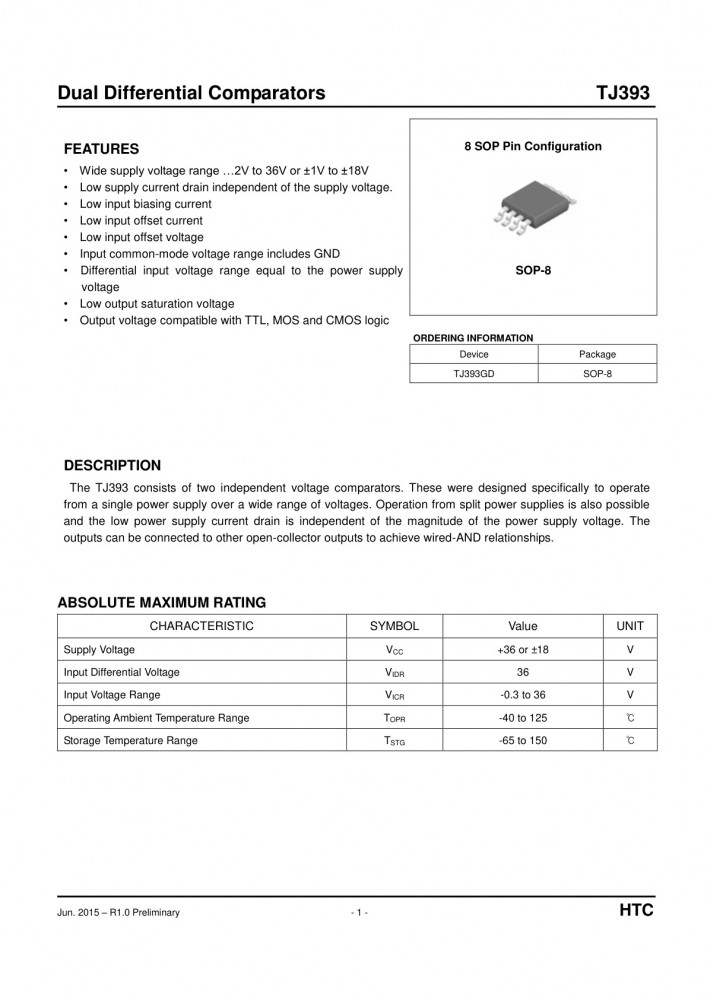 TJ393GD technical document page 1