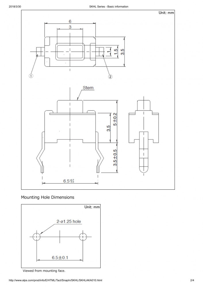 SKHLAKA010 dimensions drawing