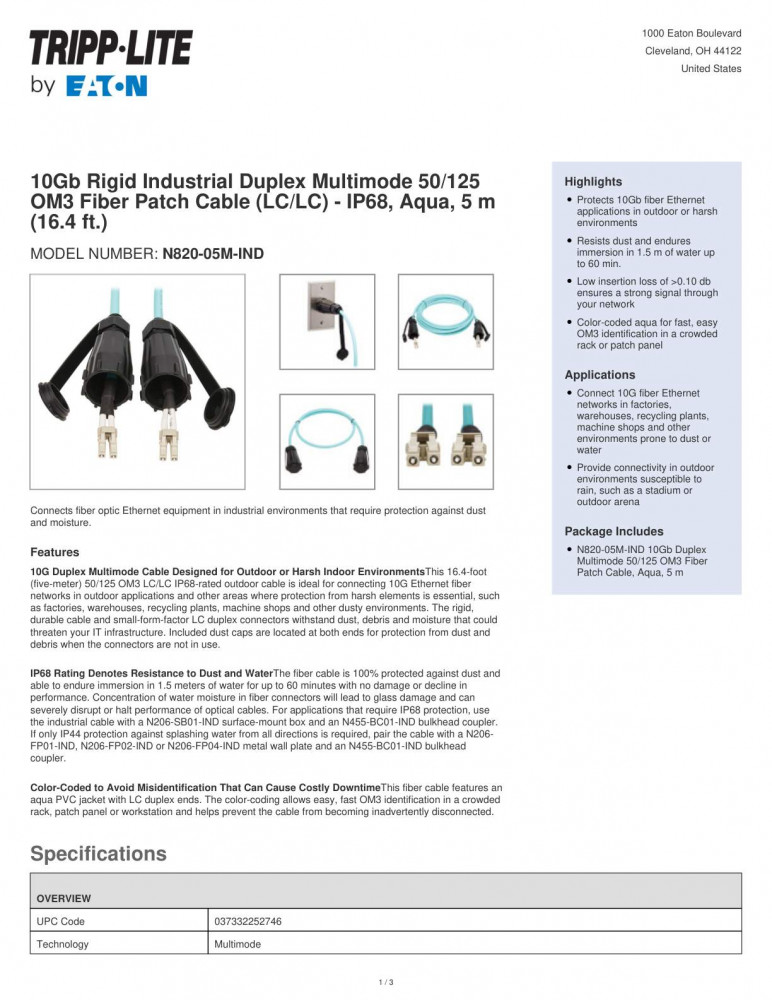 N820-05M-IND technical document page 1