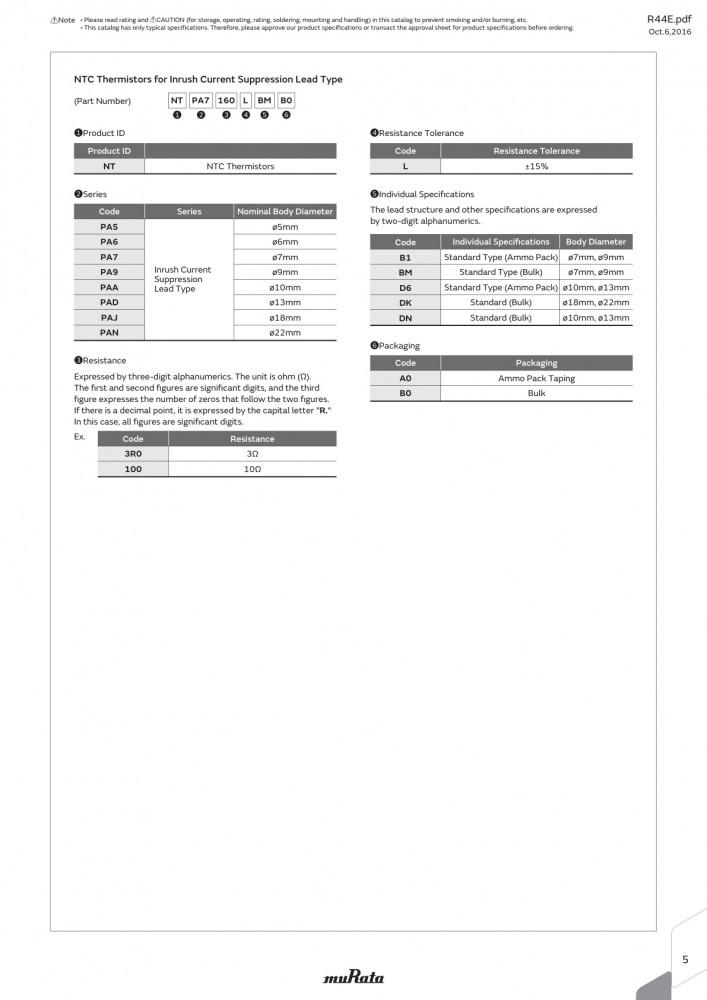 Murata NTC thermistor catalog page 7