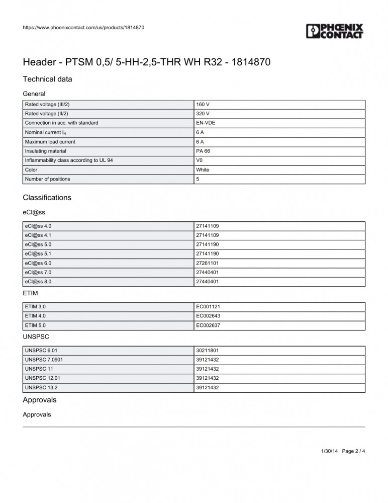Phoenix Contact 1814870 technical data