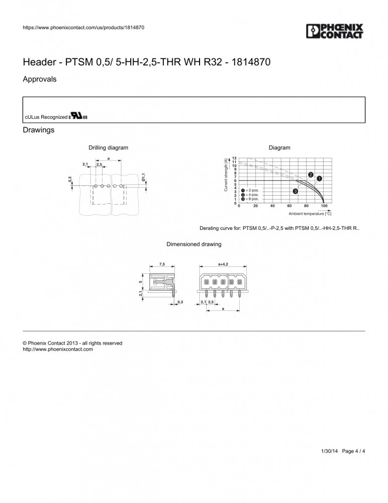 Phoenix Contact 1814870 dimensioned drawing