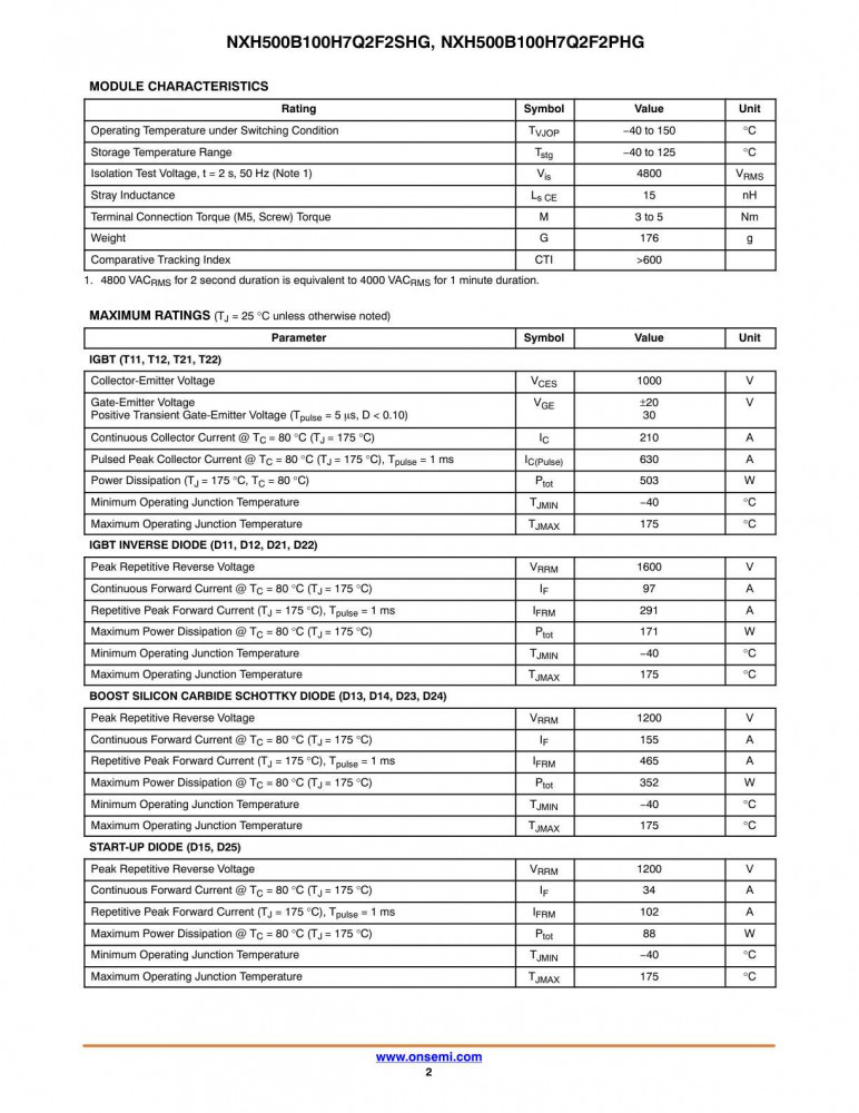 NXH500B100H7Q2F2PHG datasheet page 2