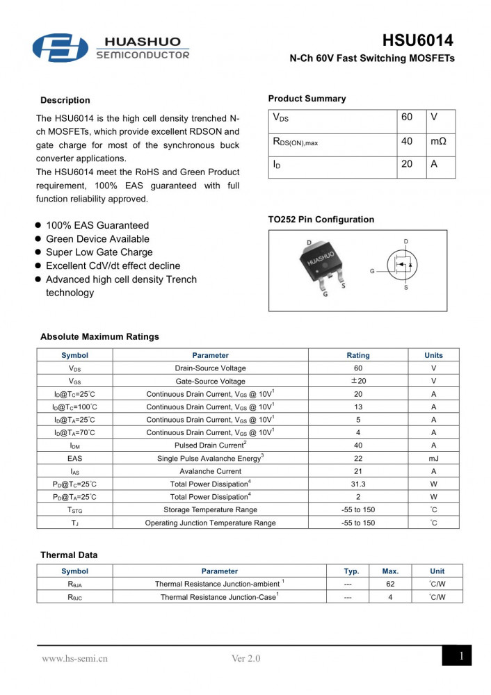 HSU6014 datasheet page 1