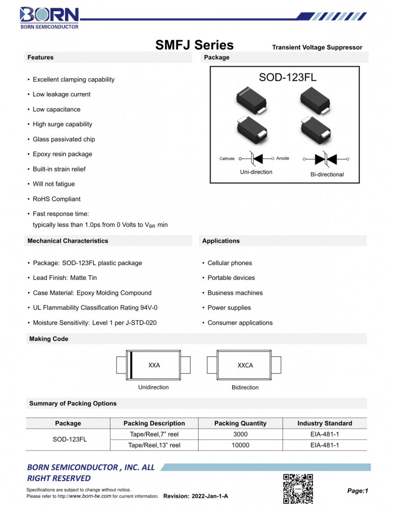 SMFJ Series datasheet page 1