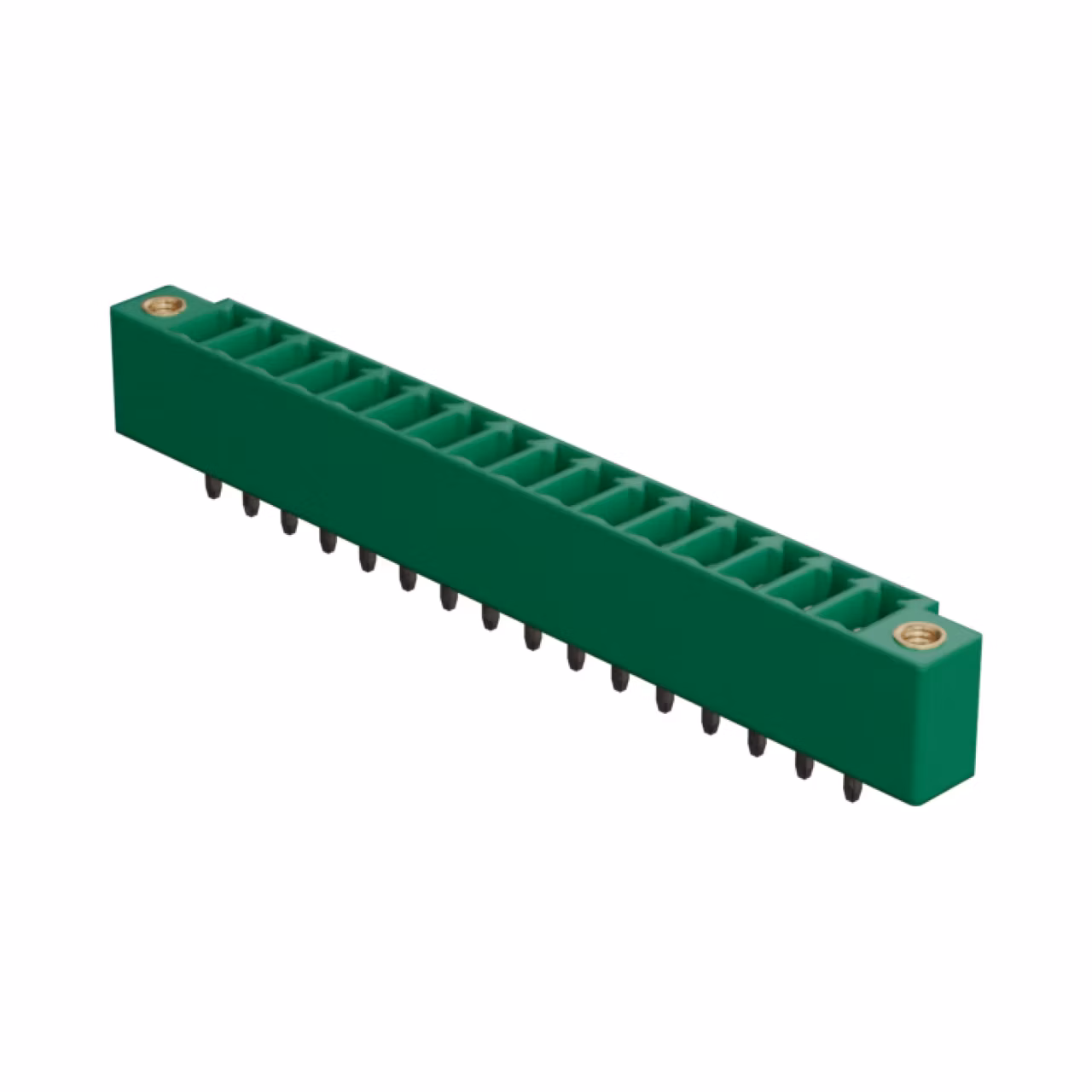 3.81mm Pitch Eurostyle Vertical PCB Header, with Threaded Retention Inserts, Green Housing, 16 Circuits for sale