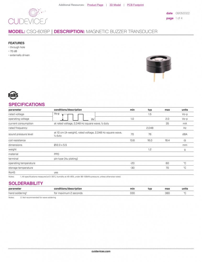 CSQ-601BP datasheet page 1