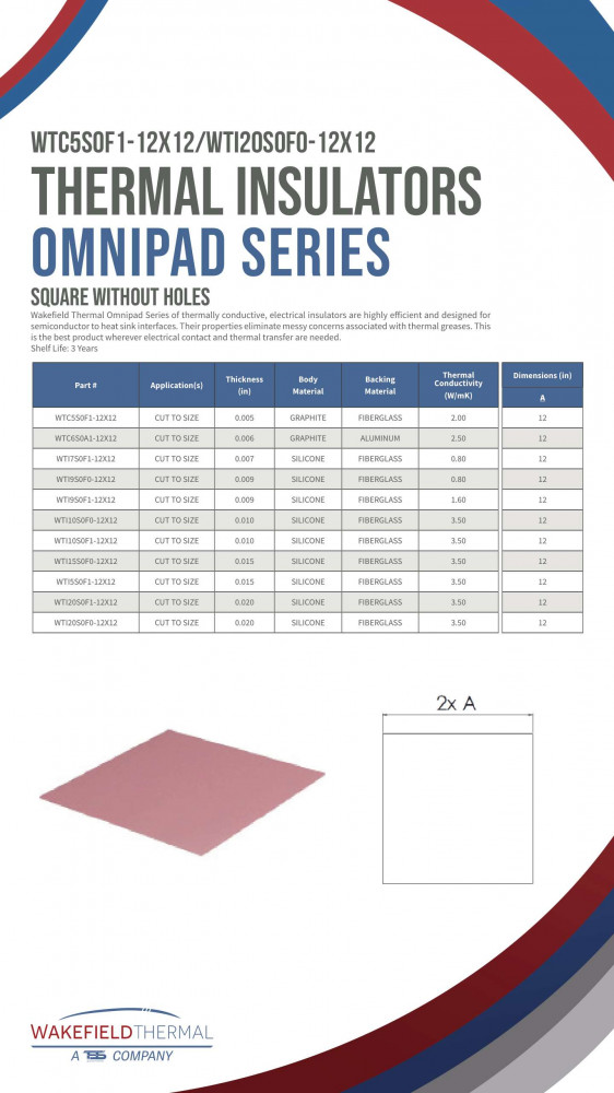 WAKEFIELD Omnipad thermal insulator product document page