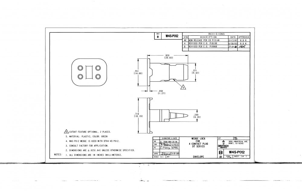 TE Connectivity W4S-P012 technical document preview
