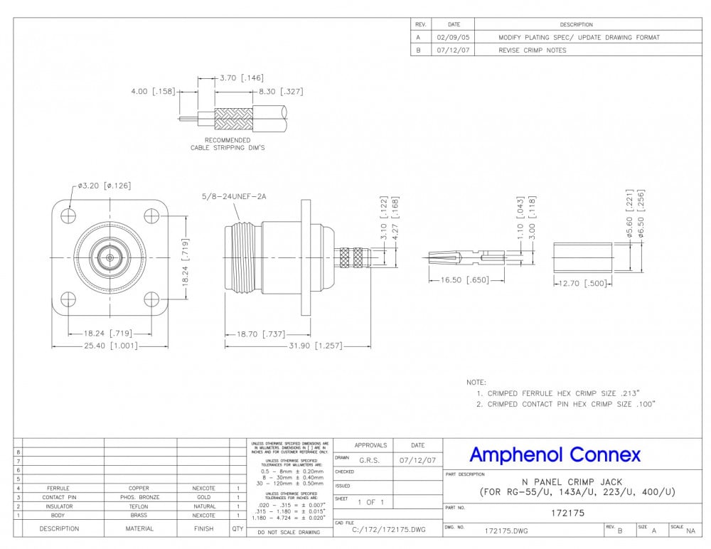 Amphenol 172175 technical drawing
