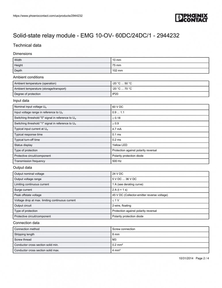 Phoenix Contact 2944232 technical document page 2