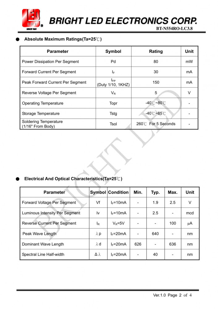 BT-N554RO-LC3.8 datasheet page 2