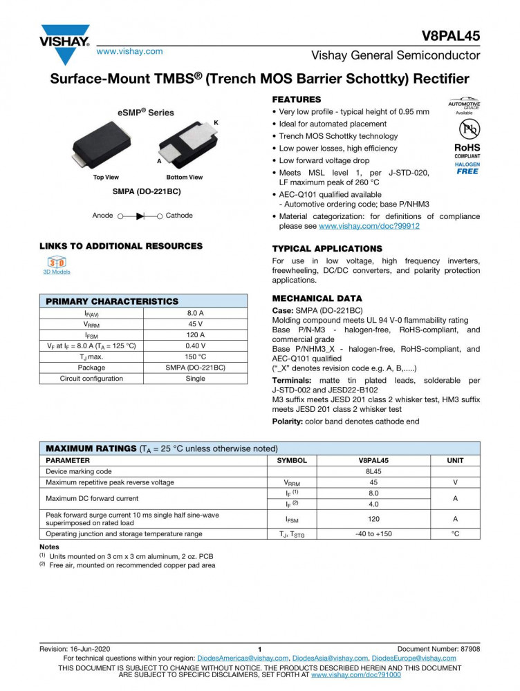 V8PAL45 datasheet page 1