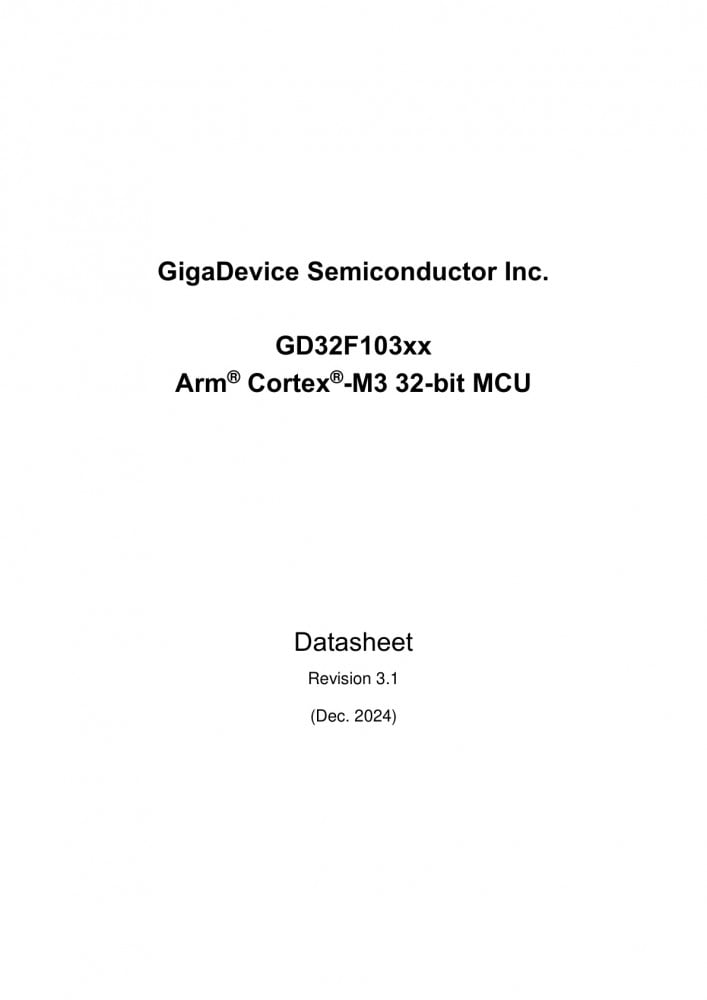 GD32F103xx datasheet page 1