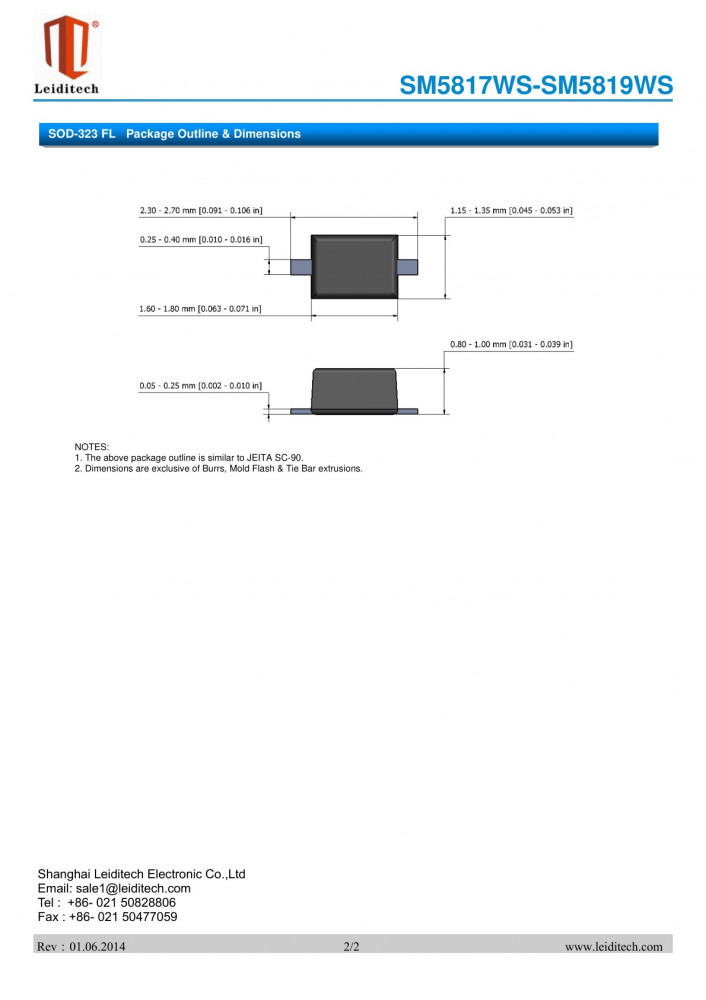 SM5819WS SOD-323FL package outline