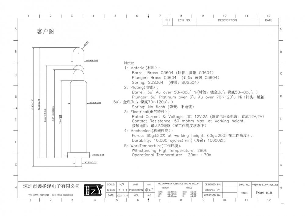 YZP0722-20108-01 drawing page
