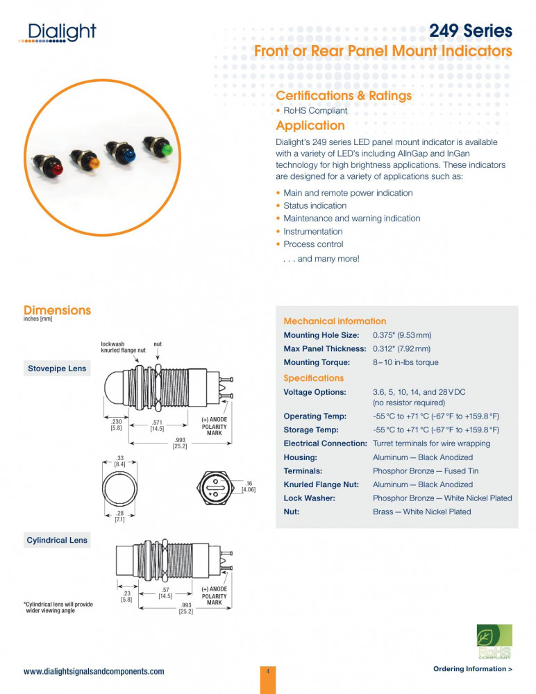LED panel-mount indicator catalog page 4