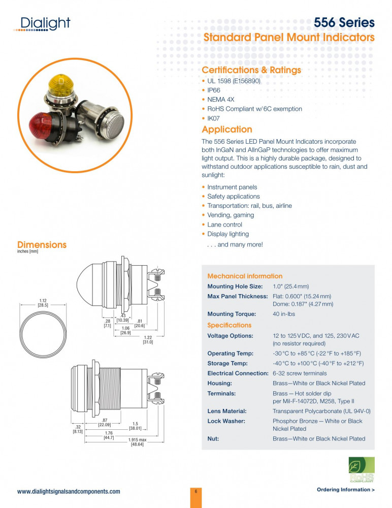 LED panel-mount indicator catalog page 6