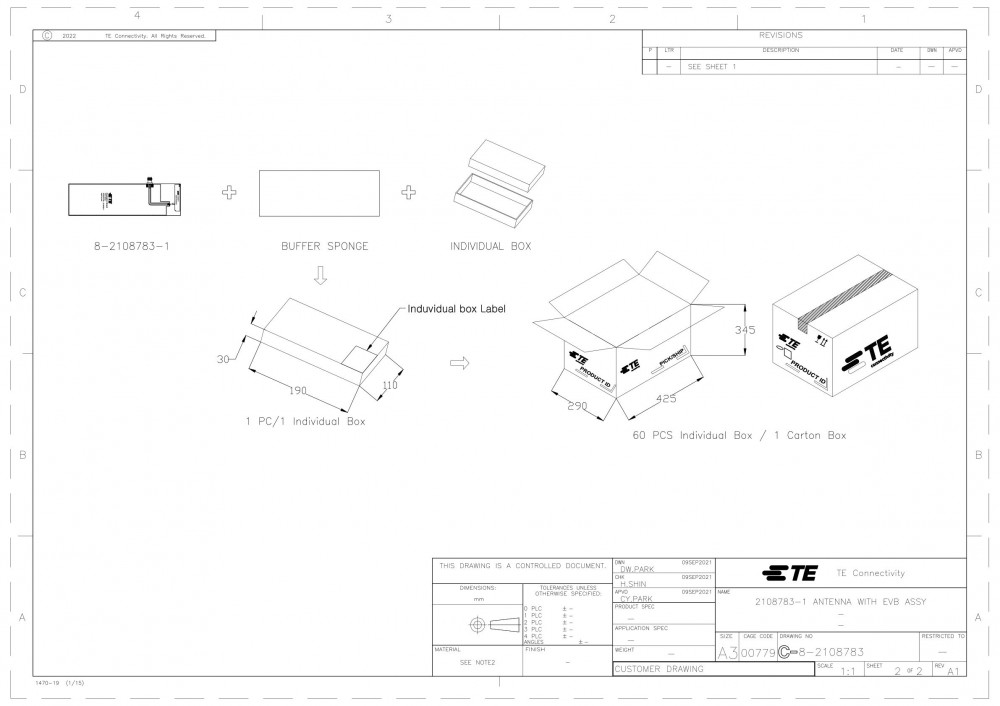 TE Connectivity 8-2108783-1 controlled drawing page 2