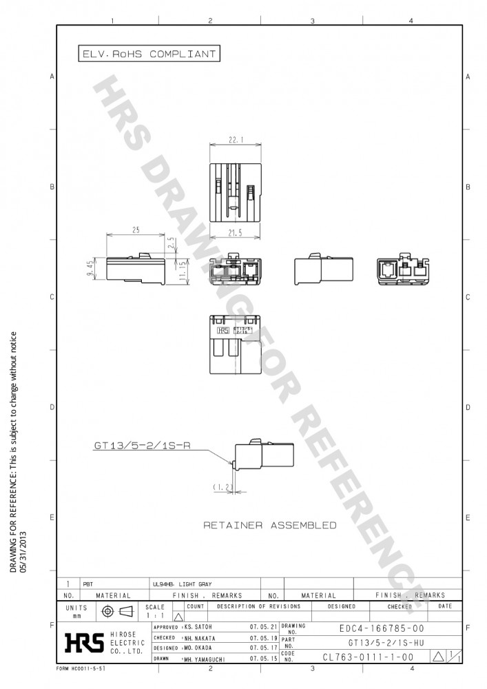 HRS GT13/5-2/1S-HU technical drawing