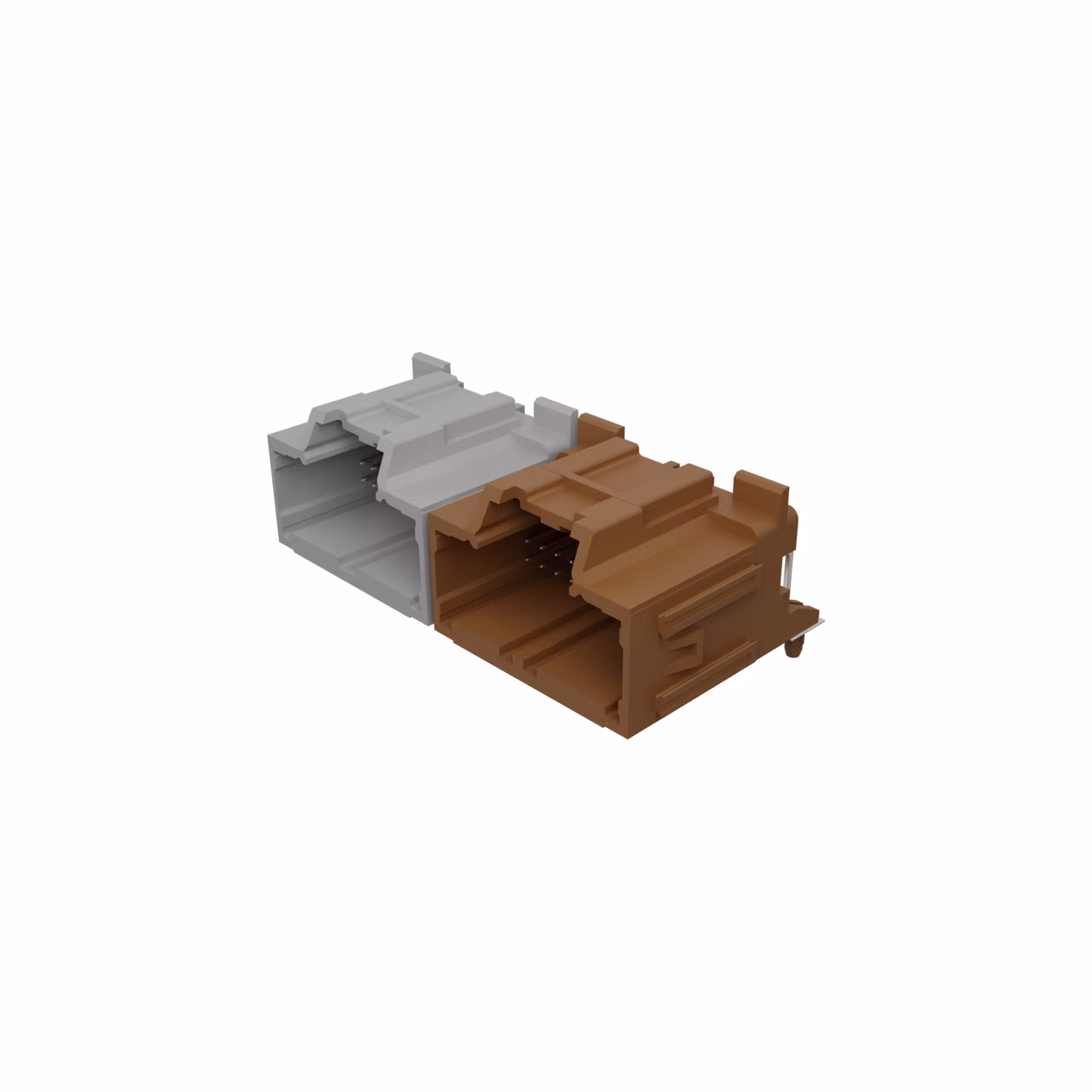 Stac64 2 Bay Right-Angle Headers, 40 Circuits, Bay A 20 Circuit Signal Header, Polarization B, Gray; Bay B 20 Circuit Signal Header, Polarization C, Brown; Tray for sale