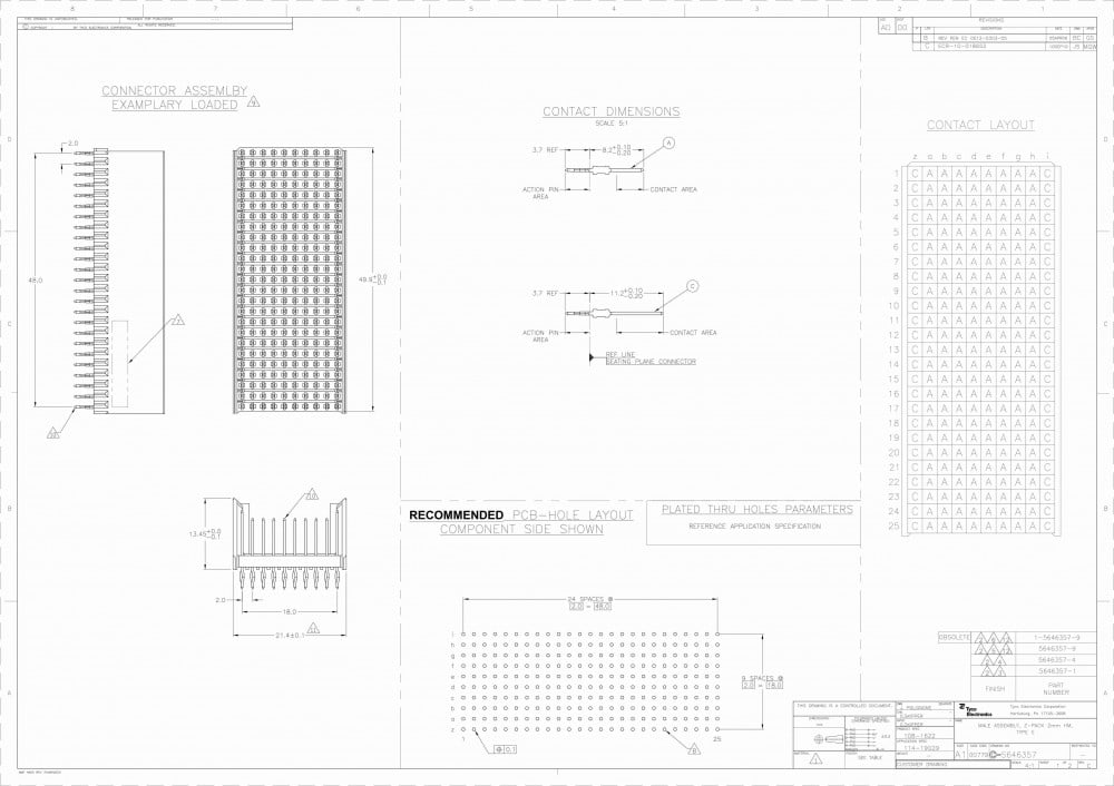 TE Connectivity 5646357-1 controlled drawing page 1