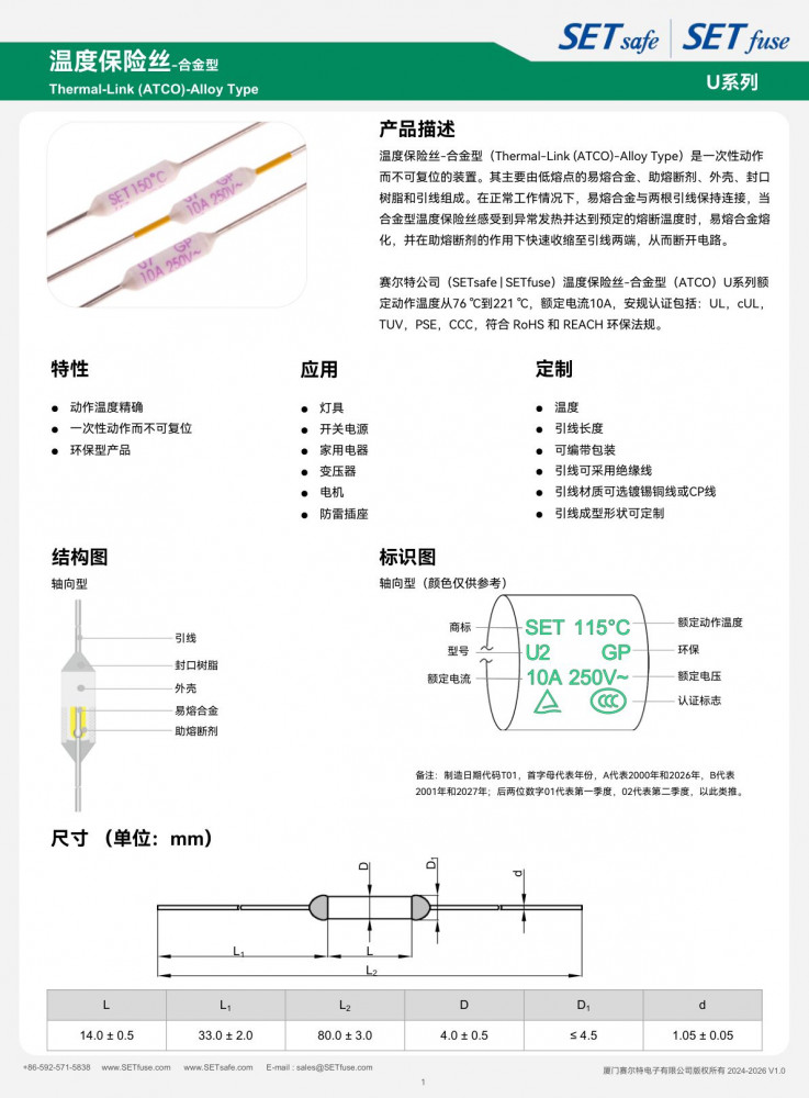 U16 datasheet page 1