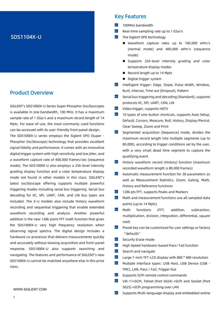 SDS1000X-U datasheet page 2