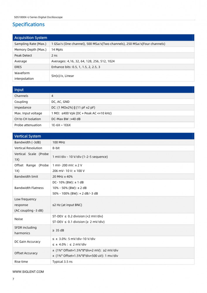 SDS1000X-U datasheet page 8