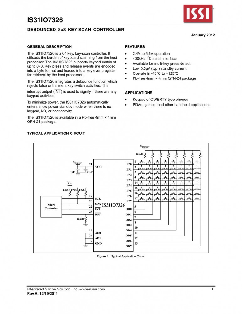 IS31IO7326 datasheet page 1