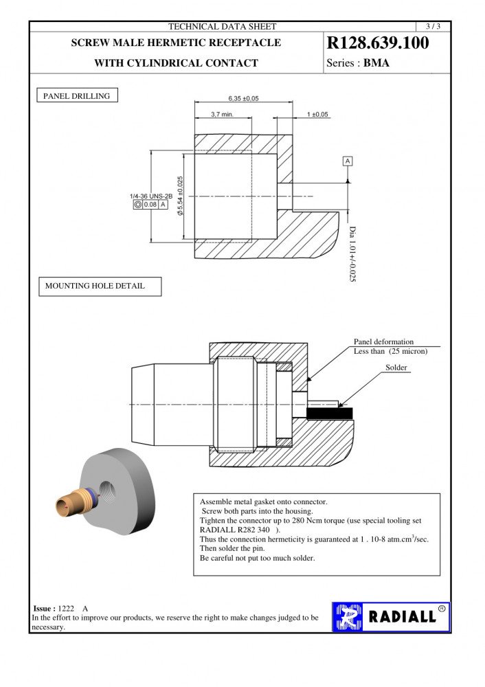 Radiall R128.639.100 technical document, page 3