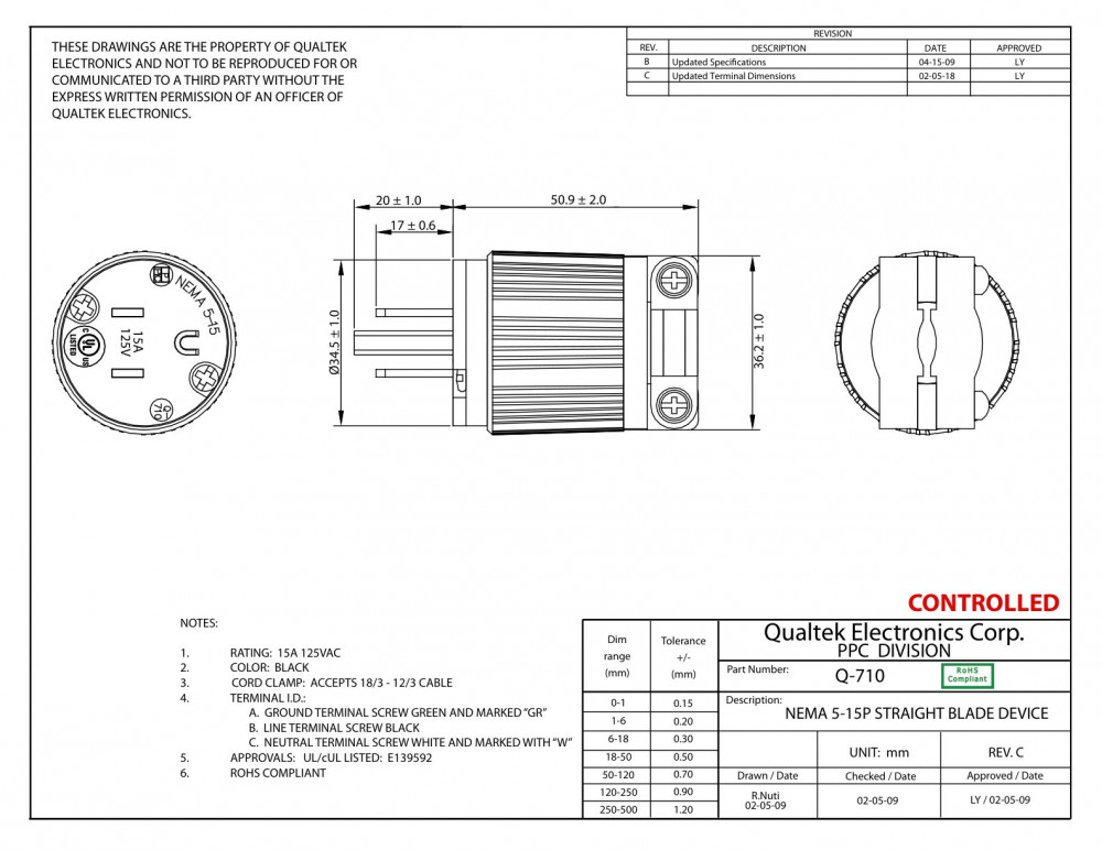 Q-710 technical drawing page